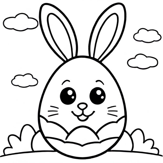 Paasei met konijnen oren kleurplaat | Gratis download